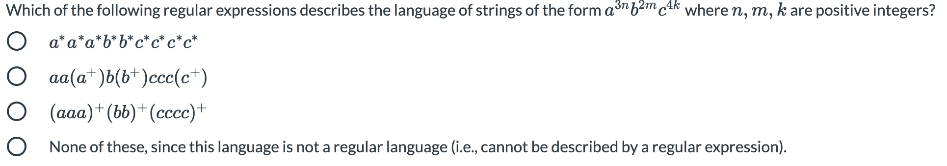 Solved Which of the following regular expressions describes | Chegg.com