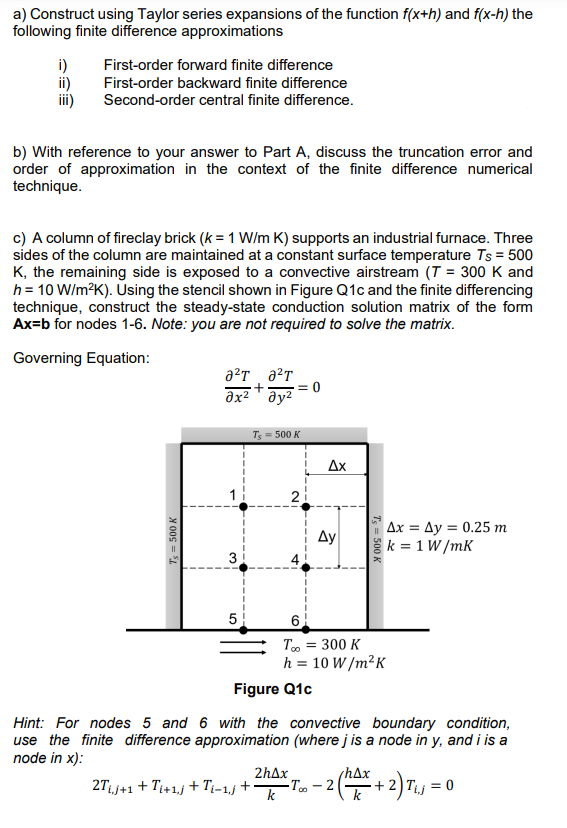 a) Construct using Taylor series expansions of the | Chegg.com