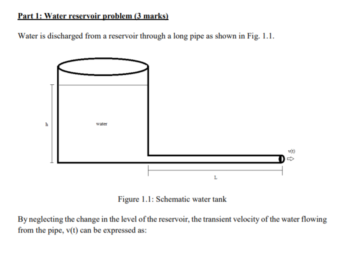 Solved Part 1: Water reservoir problem (3 marks) Water is | Chegg.com