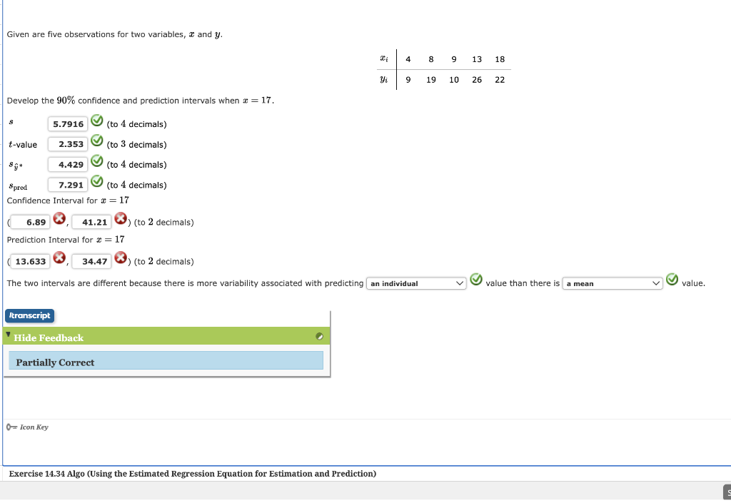 Solved Given are five observations for two variables, x and | Chegg.com