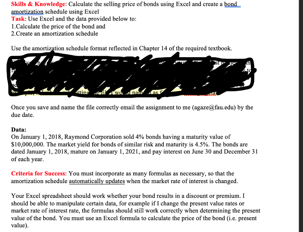 Solved Create an amortization schedule via excel, using the | Chegg.com