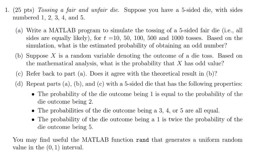 Mostly need help with the MATLAB code for part a and | Chegg.com