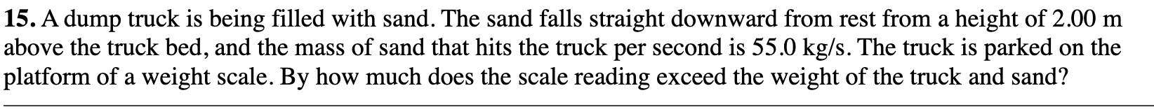 Solved 15. ﻿A dump truck is being filled with sand. The sand | Chegg.com