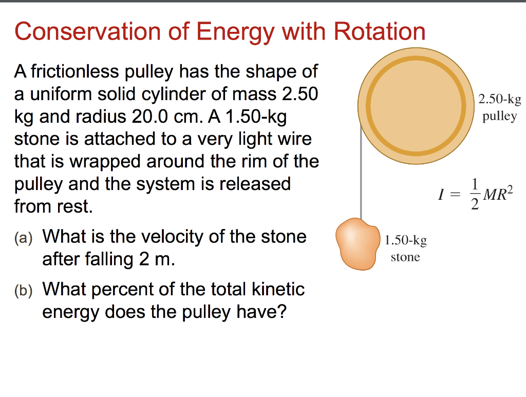 Solved Conservation of Energy with Rotation 2.50-kg pulley A | Chegg.com