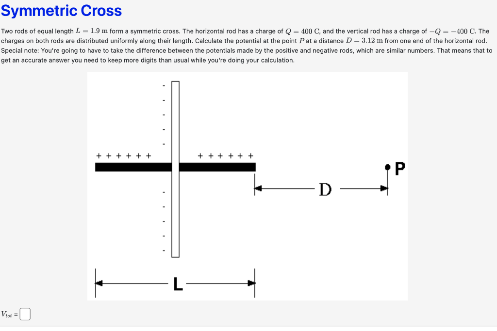 Solved Symmetric Cross Two rods of equal length L=1.9 m form | Chegg.com