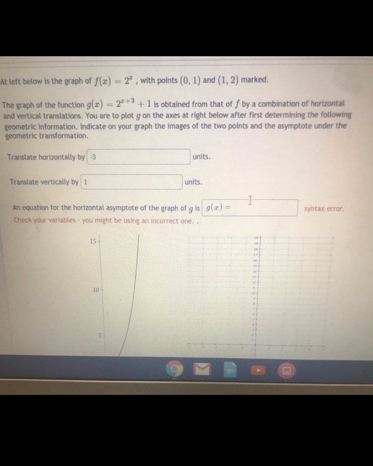 Solved At left below is the graph of f(3) = 2*, with points | Chegg.com