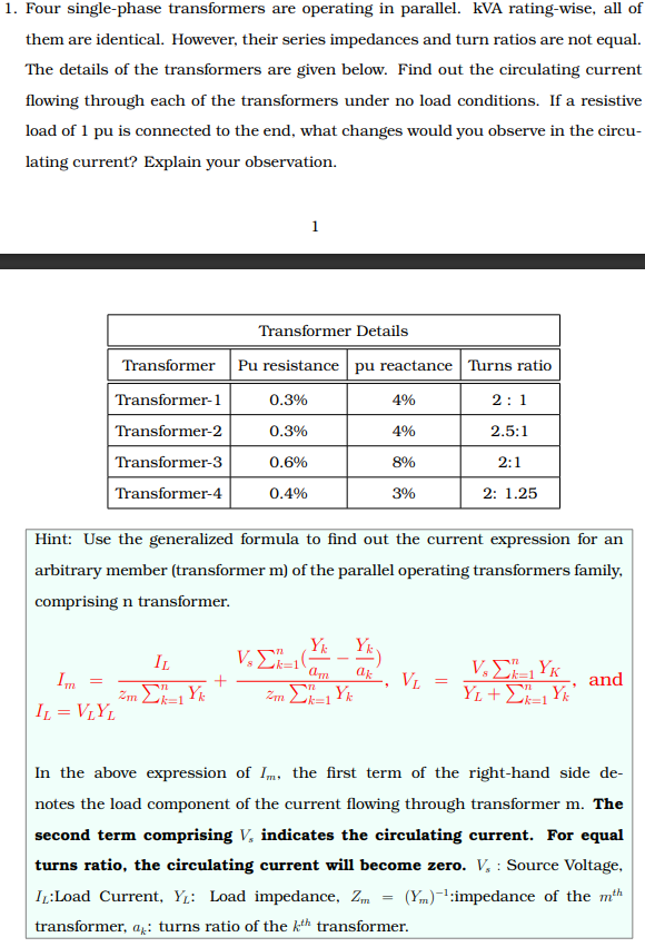 Solved Four single-phase transformers are operating in | Chegg.com