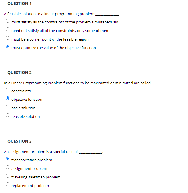 Solved QUESTION 1 A feasible solution to a linear | Chegg.com
