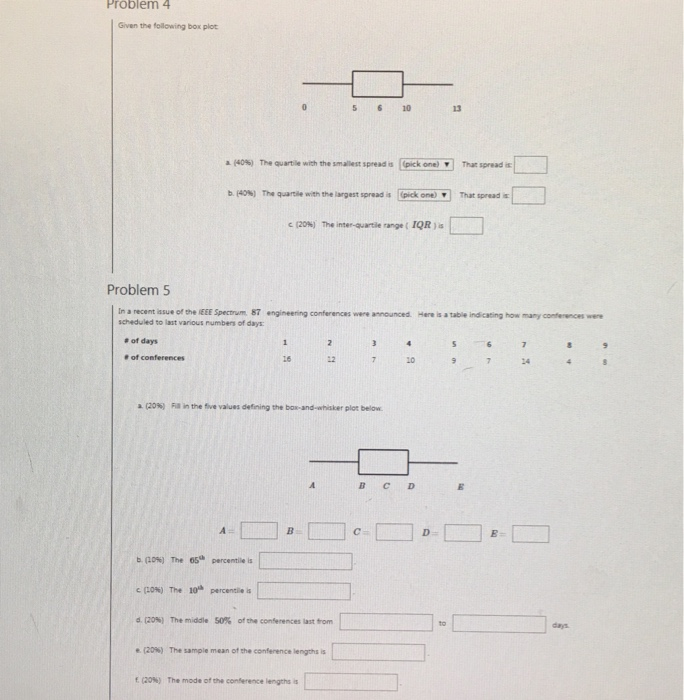 Solved Problem 4 Given the following box plot 5 6 10 13 | Chegg.com