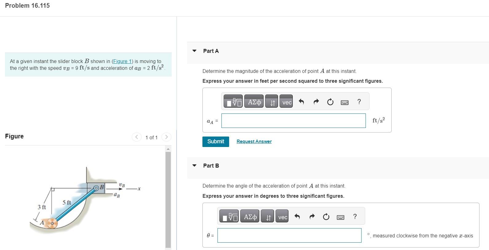 Solved At a given instant the slider block B shown in | Chegg.com