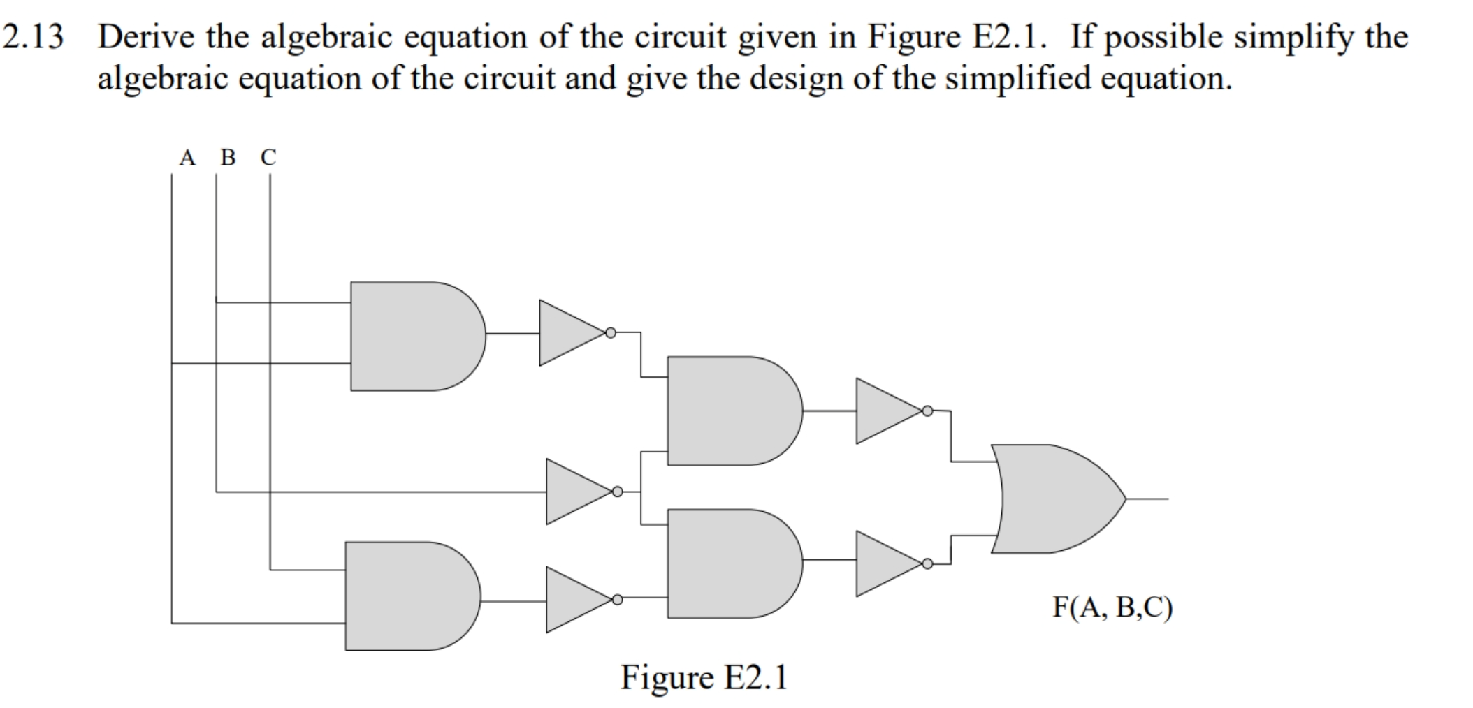 Solved 2.13 Derive the algebraic equation of the circuit | Chegg.com