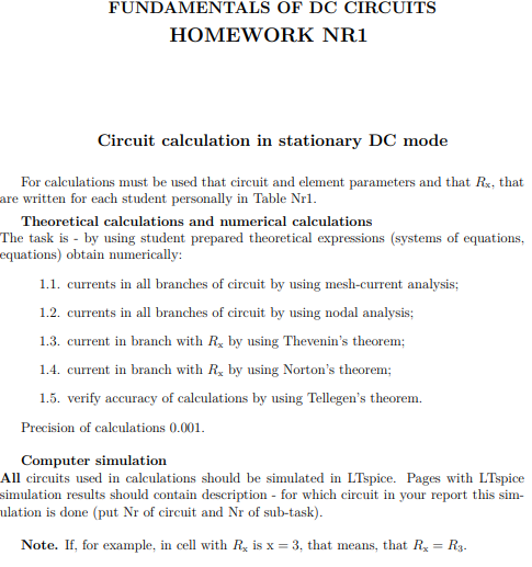Solved FUNDAMENTALS OF DC CIRCUITS HOMEWORK NR1 Circuit | Chegg.com
