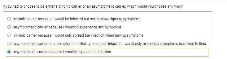 Solved If you had to choose to be either a chronic carrier | Chegg.com