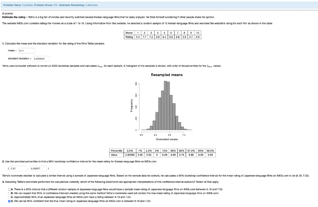 [5 points) 1. Calculate the mean and the standard | Chegg.com