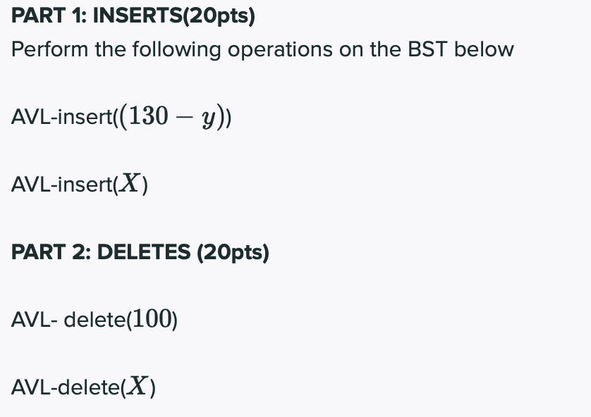 Solved X= 1081 PART 1: INSERTS(20pts) Perform the | Chegg.com