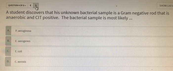 Solved QUESTION40F8-X A student discovers that his unknown | Chegg.com
