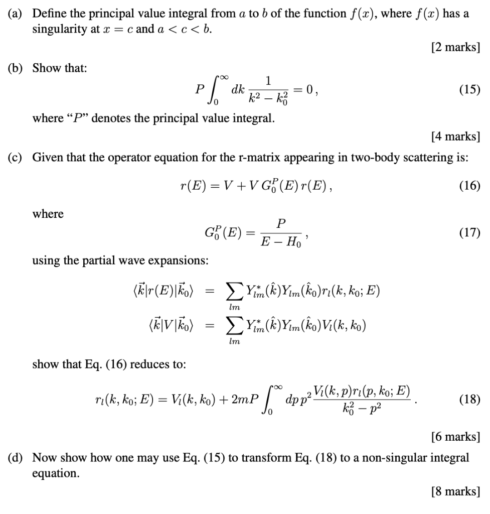 A Define The Principal Value Integral From A To B 