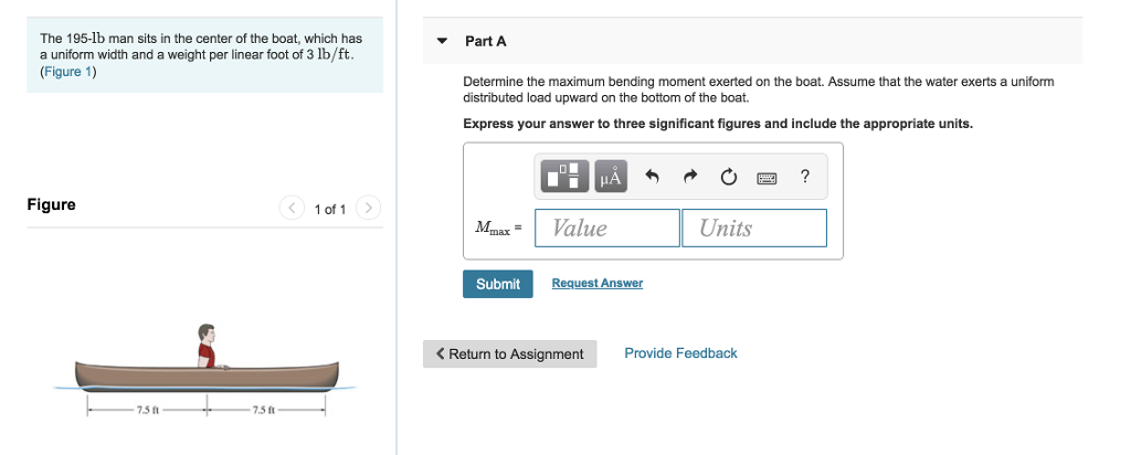 Solved The 195-lb man sits in the center of the boat, which | Chegg.com