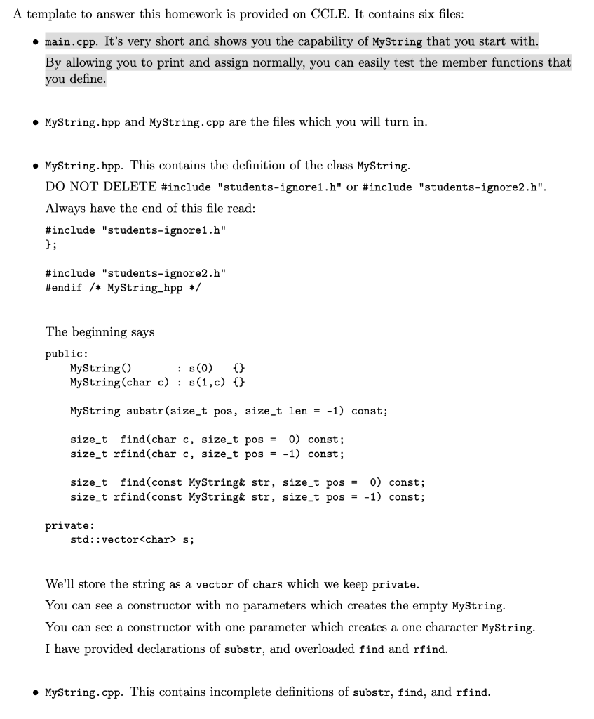 Solved Can anyone help on this? THIS IS MyString.hpp #ifndef | Chegg.com