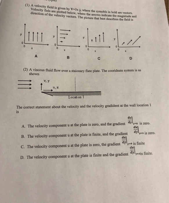 Solved (1) A velocity field is given by V-5x j, where the | Chegg.com