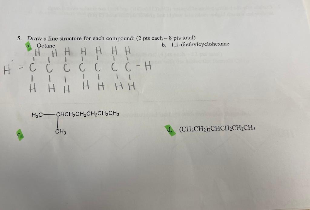 Solved 5. Draw a line structure for each compound: ( 2 pts | Chegg.com