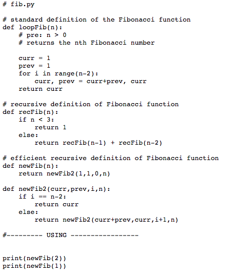 Solved # fib.py # standard definition of the Fibonacci | Chegg.com