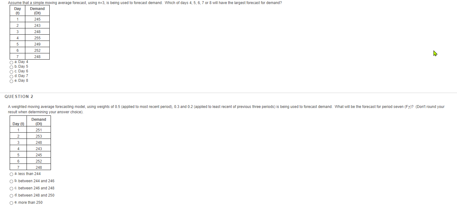 Solved 1 4 Assume that a simple moving average forecast, | Chegg.com