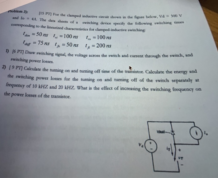 Solved lem 3): [1S PT] For the clamped inductive circuit | Chegg.com