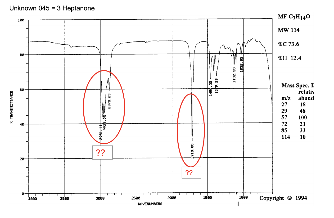 Solved MF C7H14O gives the below IR and 'H NMR spectra. | Chegg.com