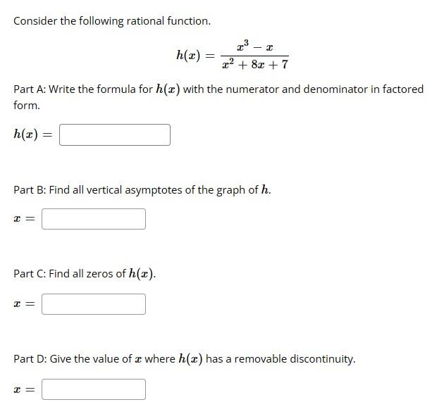 Solved Consider the following rational function. | Chegg.com