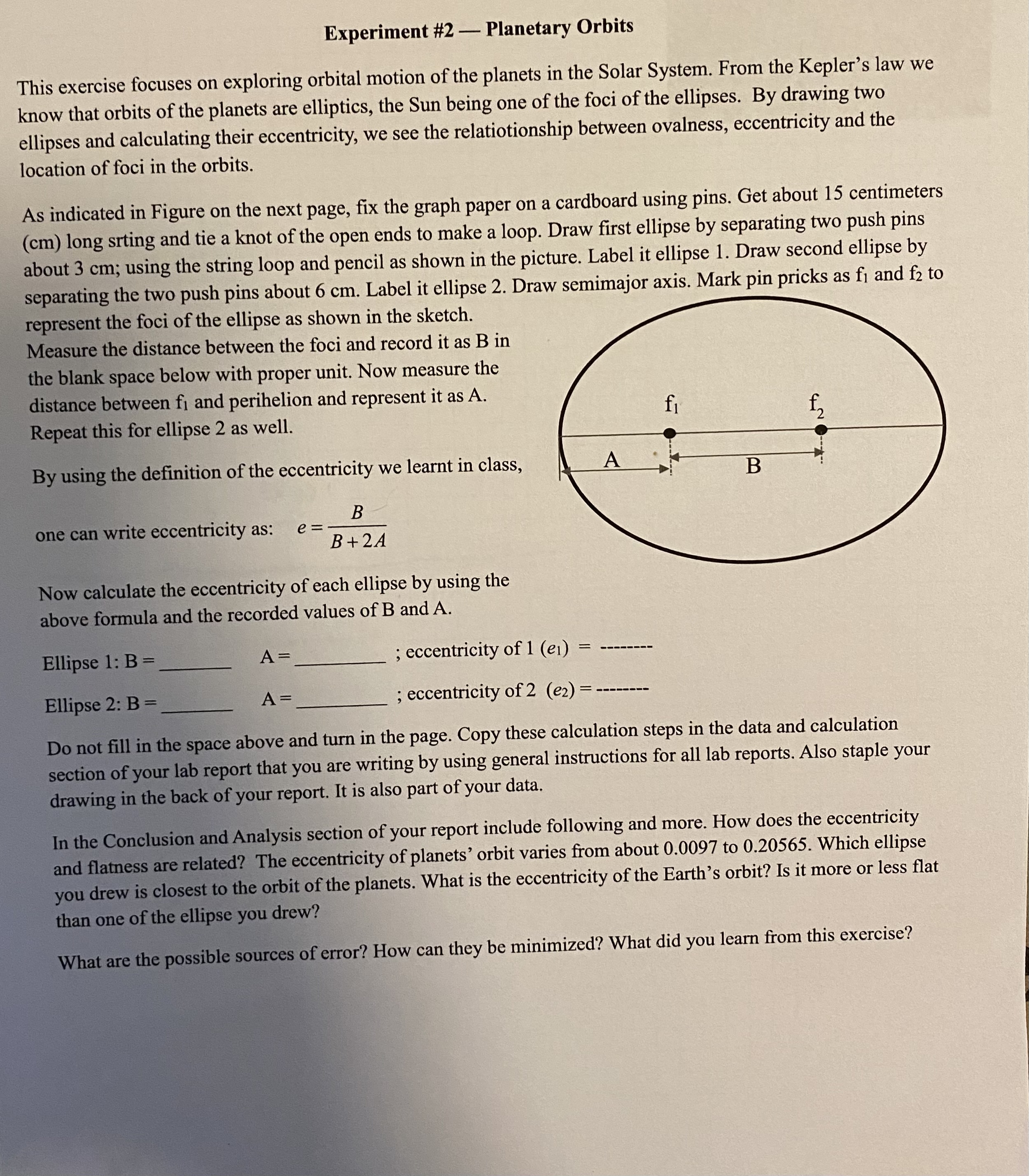 Solved Experiment \#2 - Planetary Orbits This exercise | Chegg.com