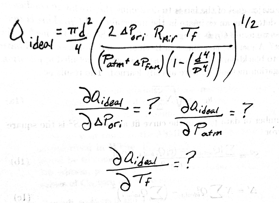 Solved Qideal =4πd2⎝⎛(Patm +ΔPfan )(1−(∂4d4))2ΔPori Rsir | Chegg.com