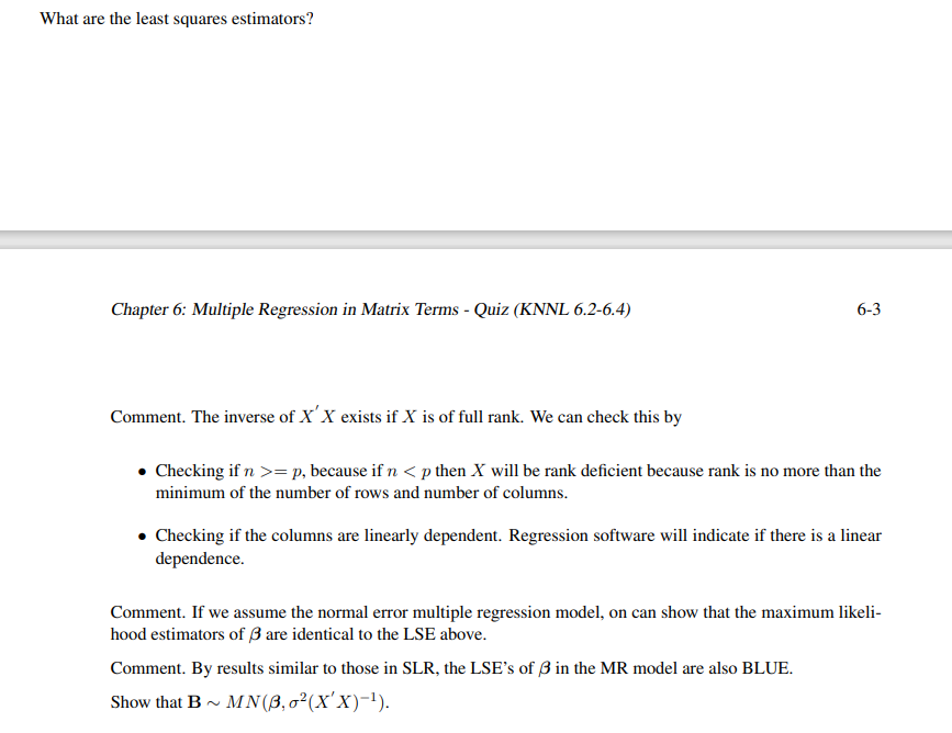 Solved 6.2 Estimation of Regression Coefficients (KNNL 6.3) | Chegg.com
