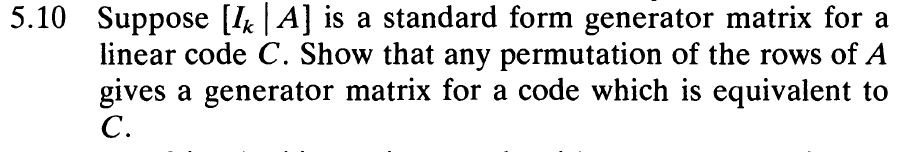 Solved 5.11 Let C be the binary linear code with generator | Chegg.com