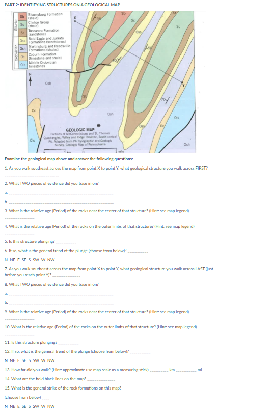 Solved PART 2: IDENTIFYING STRUCTURES ON A GEOLOGICAL MAP | Chegg.com