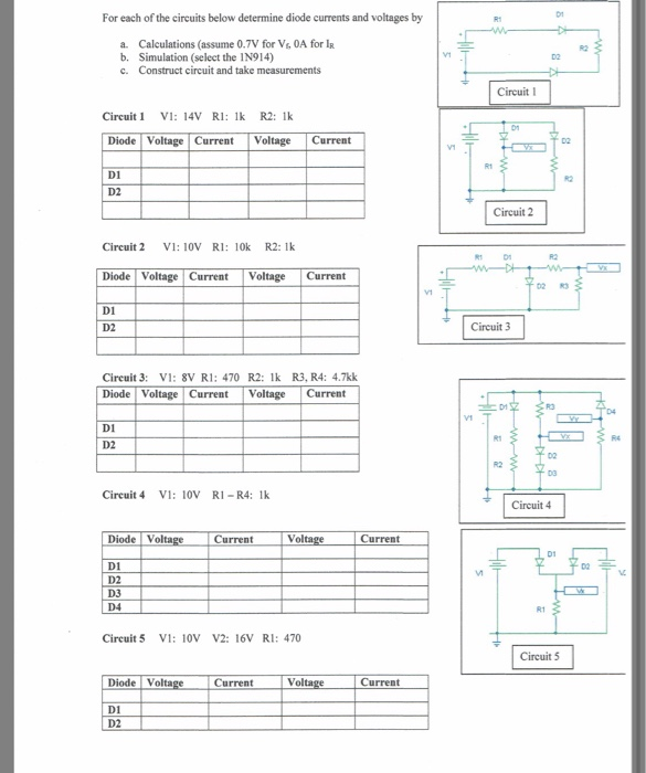 Solved For Each Of The Circuits Below Determine Diode