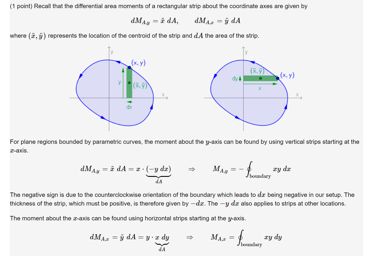 Solved (1 point) Recall that the differential area moments | Chegg.com