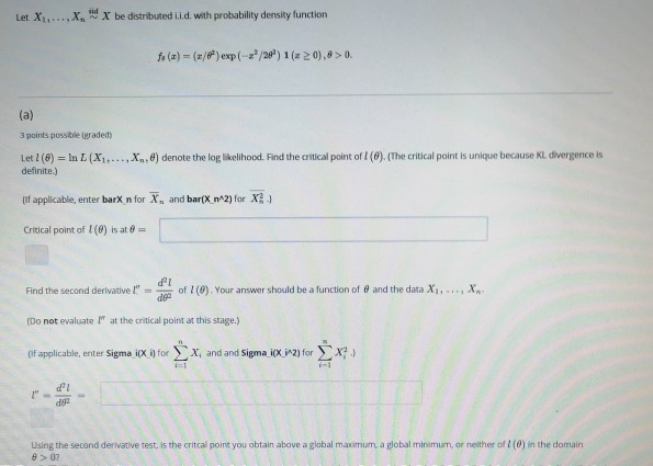 Solved Let Xi,...,X, d X be distributed Ll.d. with | Chegg.com