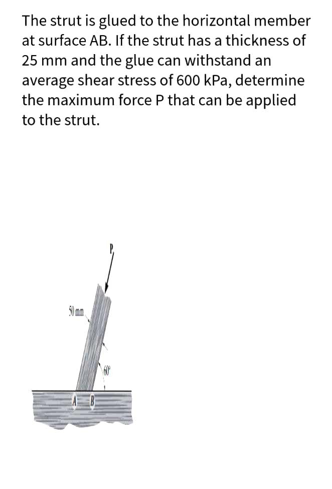Solved The strut is glued to the horizontal member at | Chegg.com