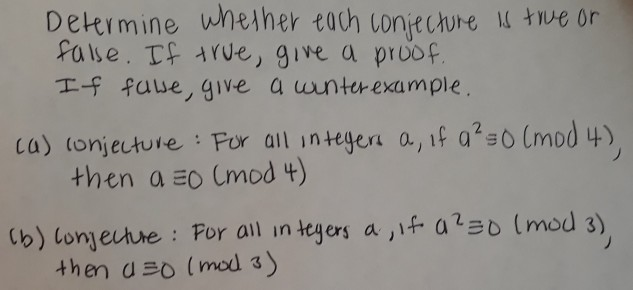 Solved determine whether each conjecture is true or false. | Chegg.com