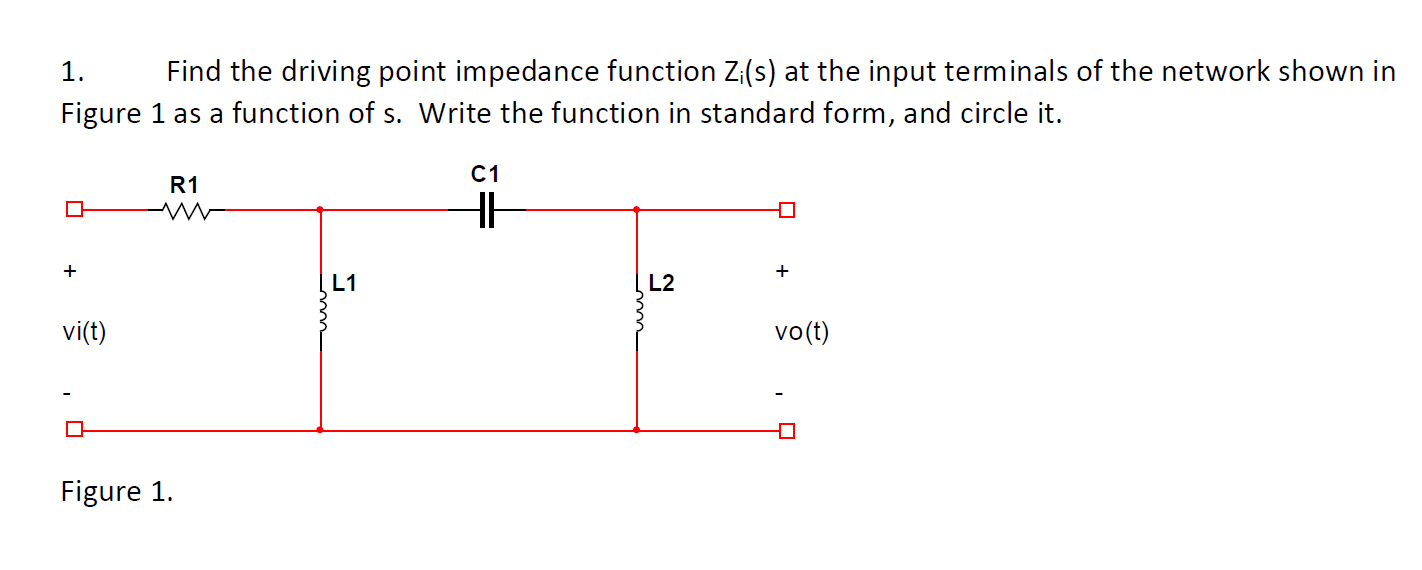 Solved 1. Find the driving point impedance function Zi(s) at | Chegg.com
