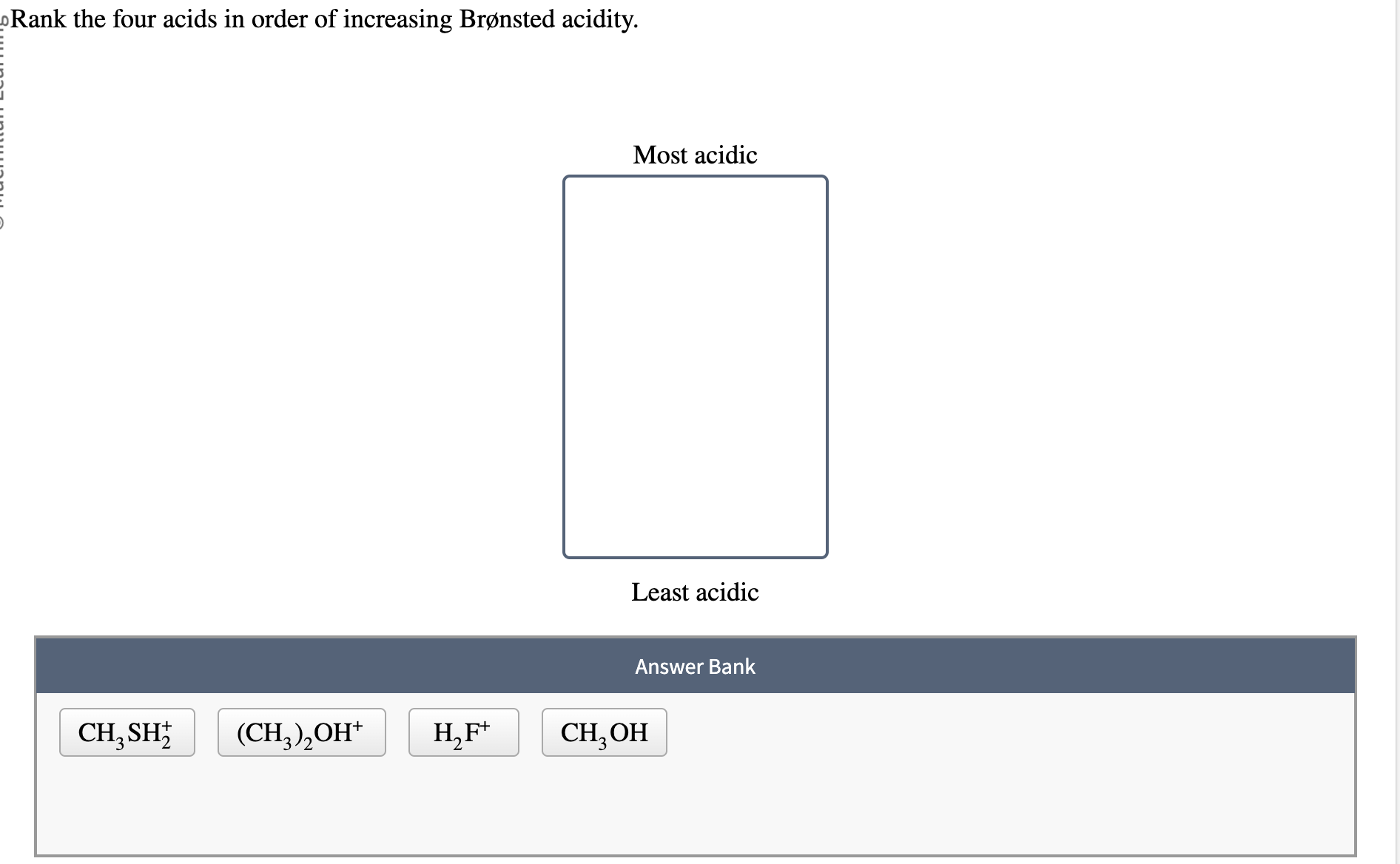 Solved Rank the four acids in order of increasing Brønsted | Chegg.com