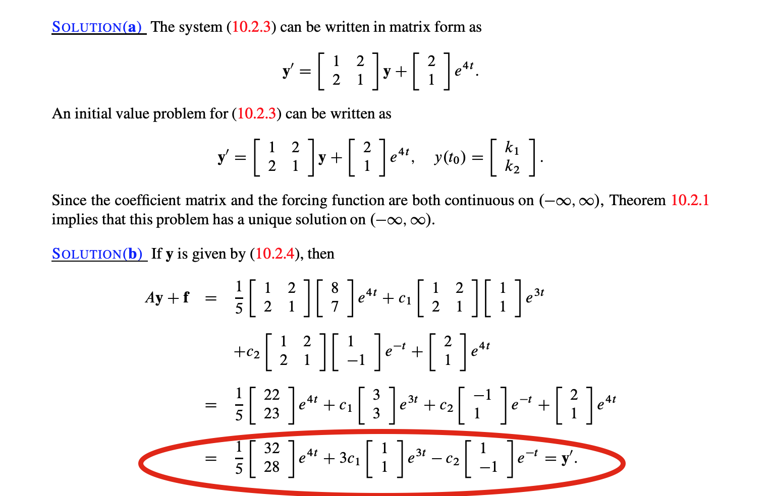 Solved Example 10.2.1 (a) Write the system yi = y1 + 2y2 + | Chegg.com