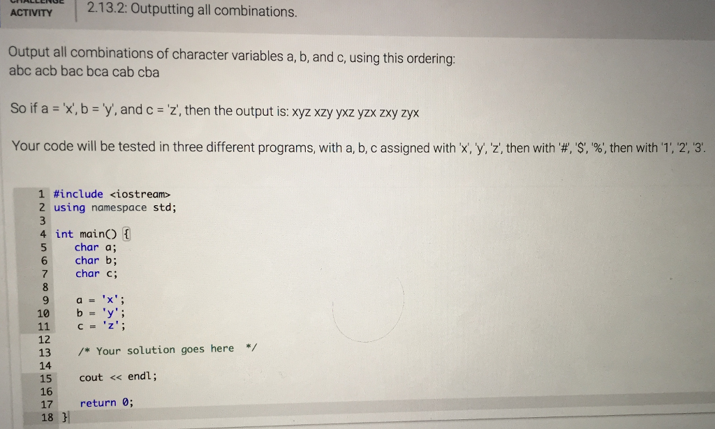 Solved 1 2.1 3.2: Outputting all combinations. ACTIVITY | Chegg.com
