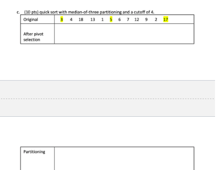 Solved c_(10 pts) quick sort with median-of-three | Chegg.com