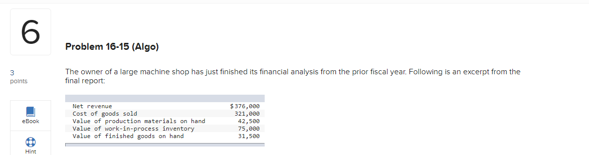 Solved Problem 16-15 (Algo) The owner of a large machine | Chegg.com