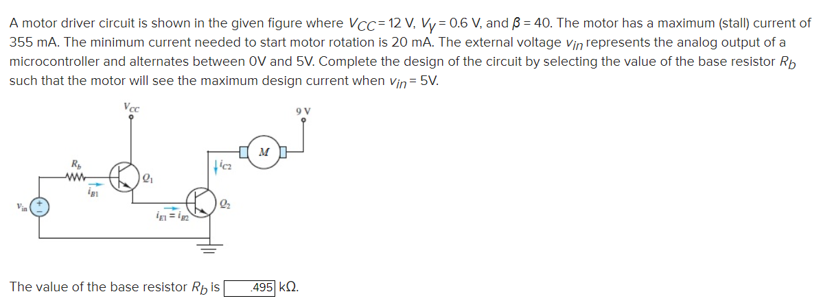 Solved A motor driver circuit is shown in the given figure | Chegg.com