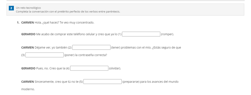 Solved (SPANISH) Completa la conversacion con el preterito | Chegg.com