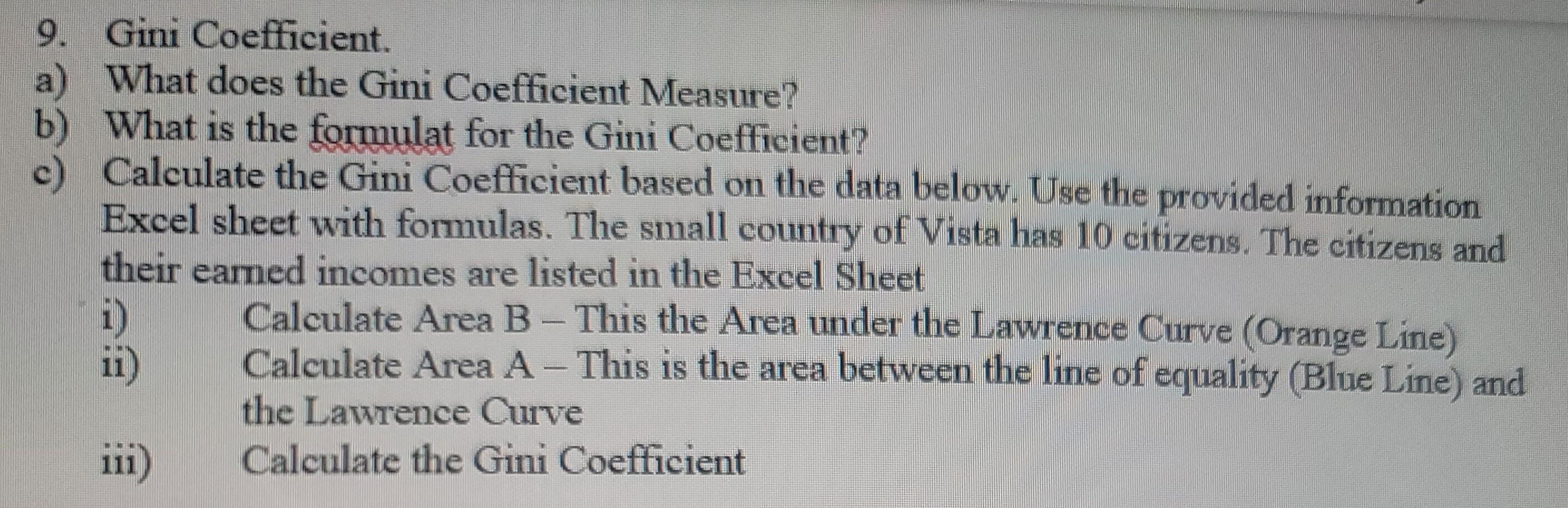 Solved 9 Gini Coefficient A What Does The Gini