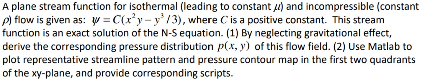 A plane stream function for isothermal (leading to | Chegg.com